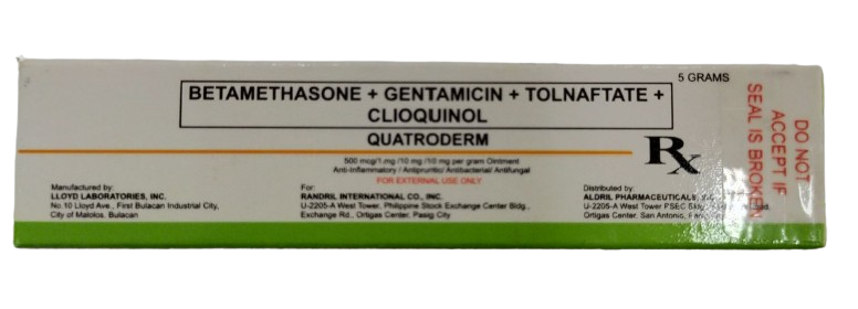 Quatroderm (Betamethasone + Gentamicin + Tolnaftate + Clioquinol) – The ...